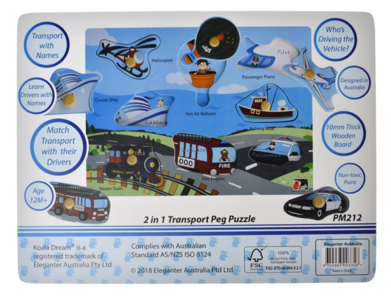 Transport Peg Puzzle - I Love Wooden Toys