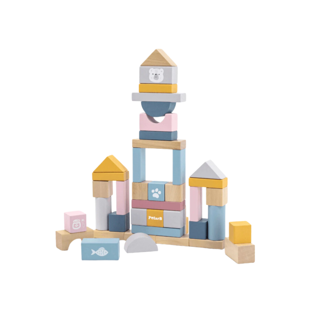 60 Piece Pastel Wooden Blocks