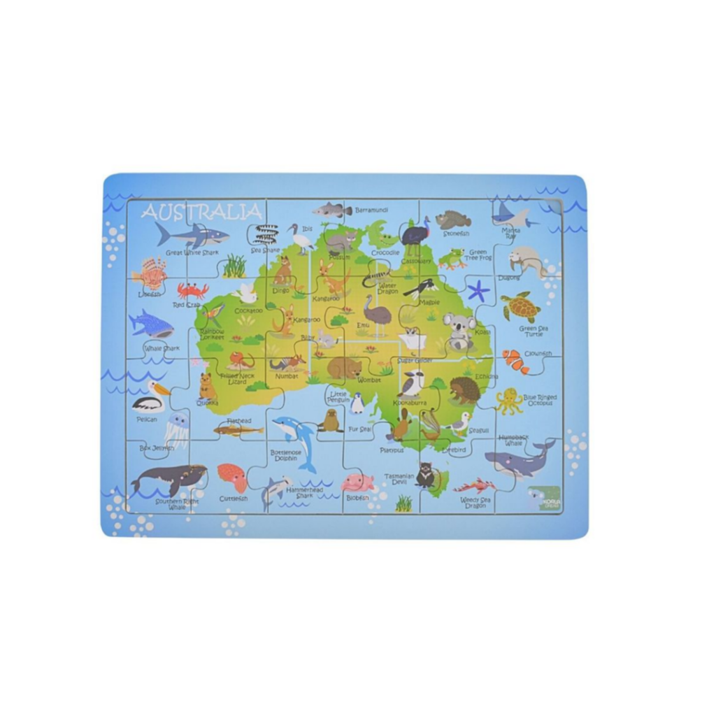 Australia Map & Animals Wooden Tray Puzzle