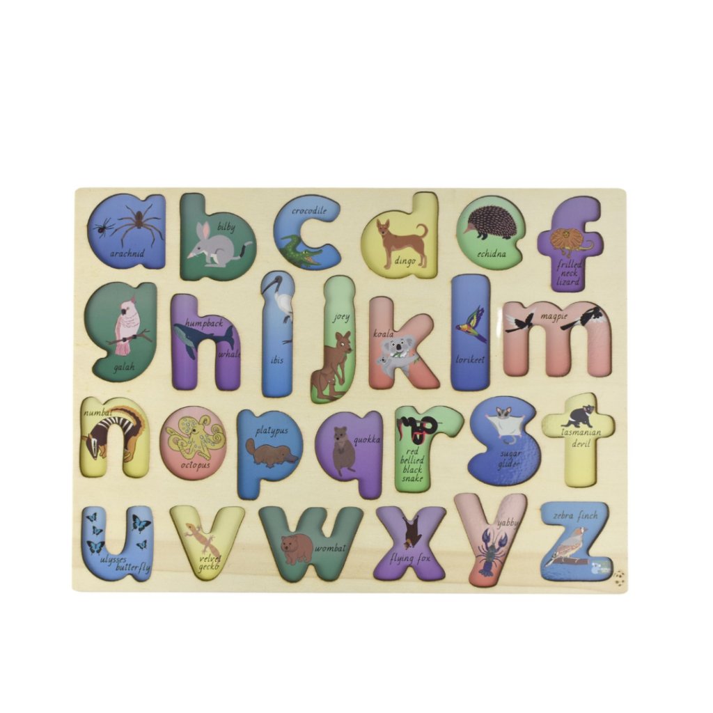 Australian Alphabet Lowercase Wooden Tray Puzzle - I Love Wooden Toys