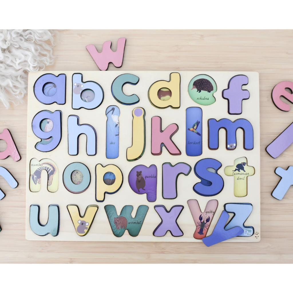 Australian Alphabet Lowercase Wooden Tray Puzzle - I Love Wooden Toys