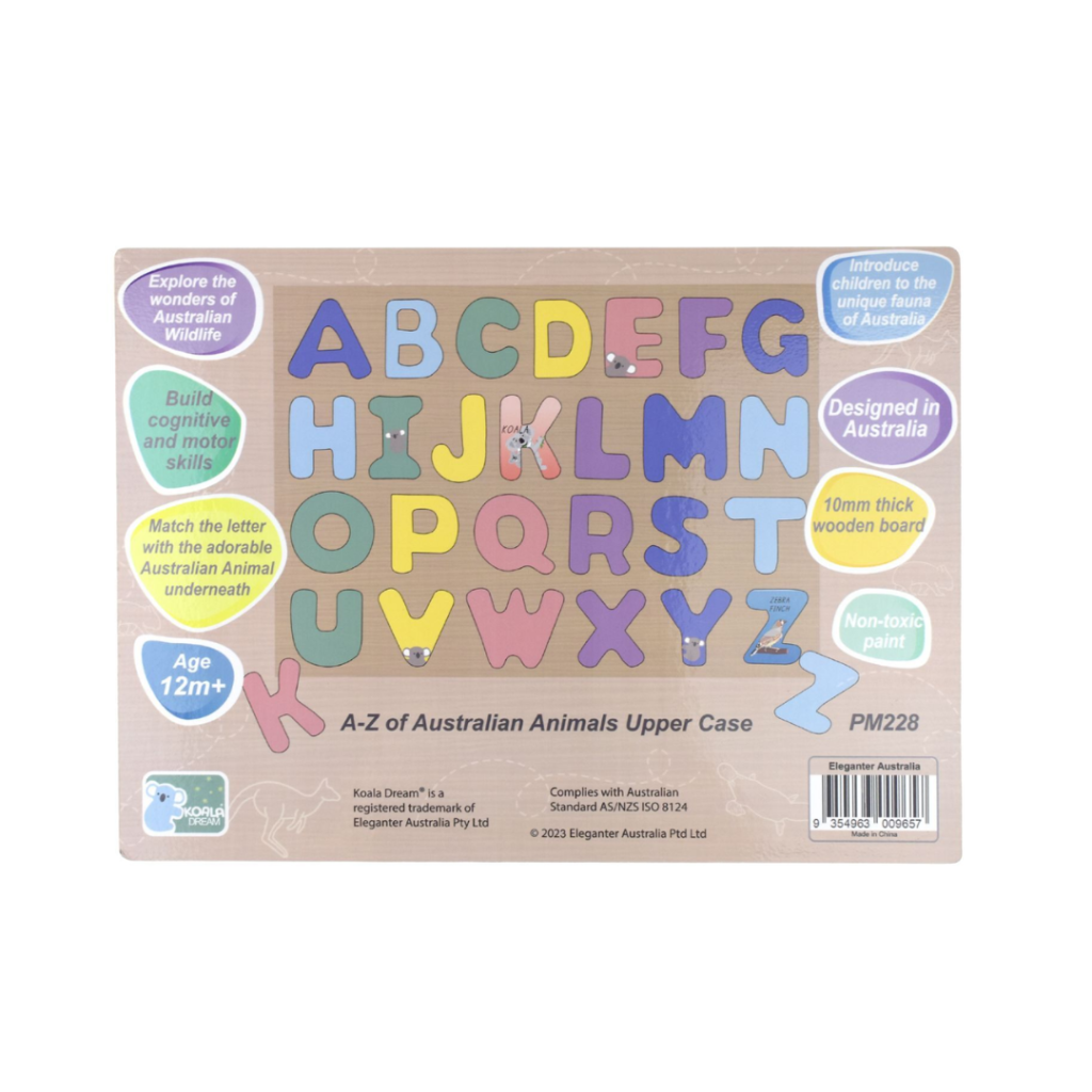 Australian Alphabet Uppercase Wooden Tray Puzzle - I Love Wooden Toys