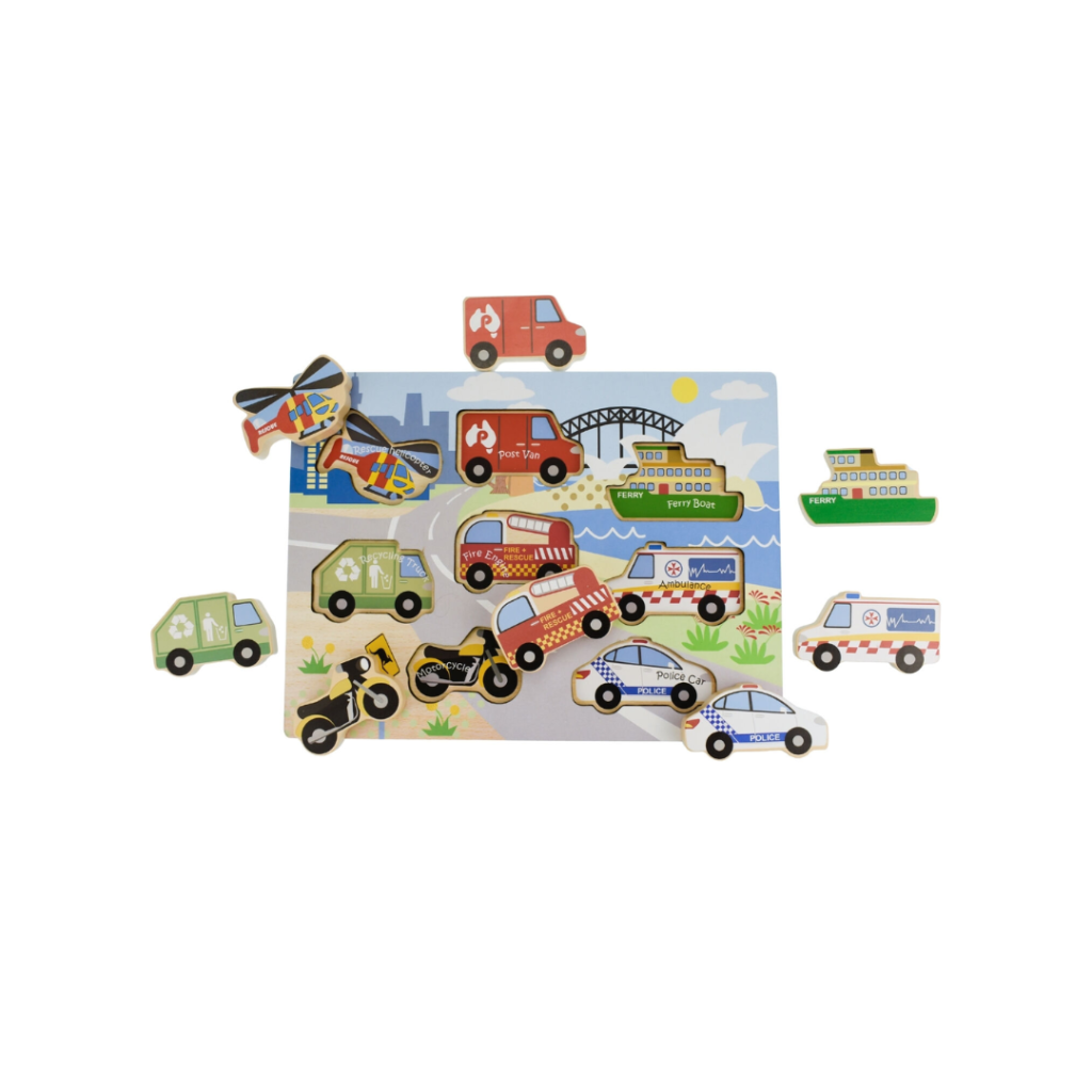 Chunky Wooden Australian Transportation Puzzle