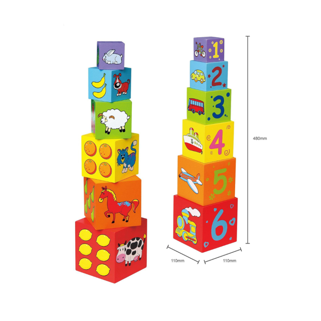 Colourful Nesting & Stacking Blocks - I Love Wooden Toys