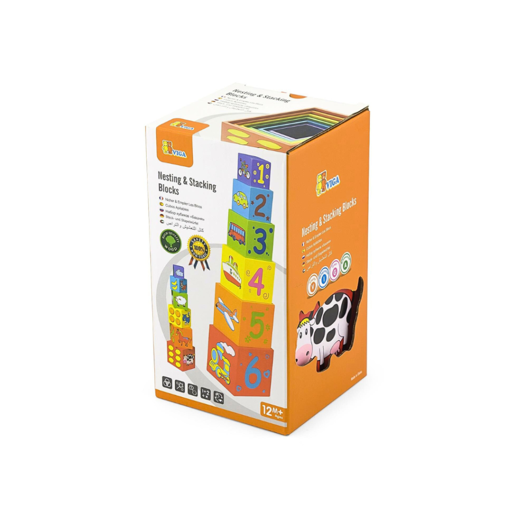 Colourful Nesting & Stacking Blocks - I Love Wooden Toys