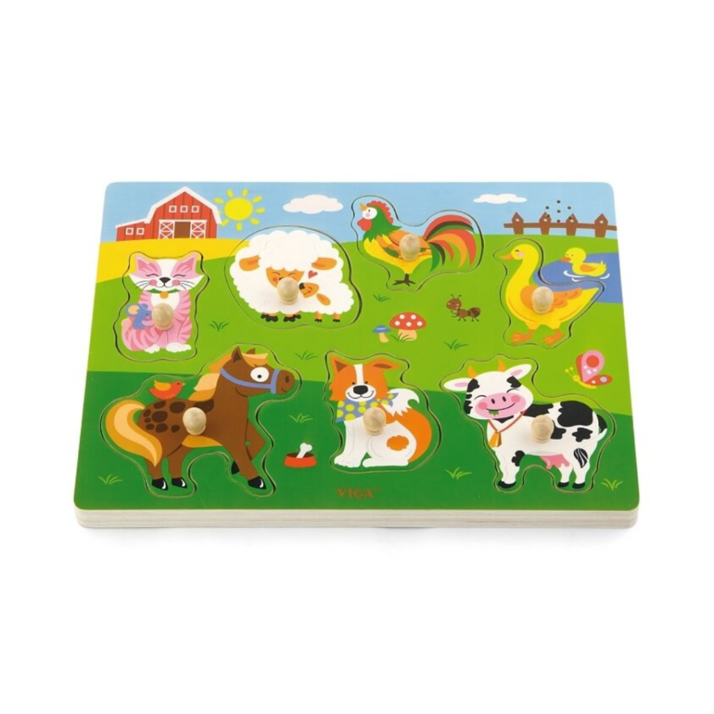 Farm Animals Sound Peg Puzzle - I Love Wooden Toys