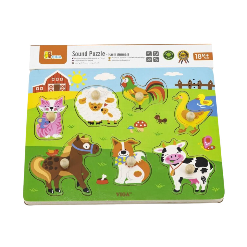 Farm Animals Sound Peg Puzzle - I Love Wooden Toys