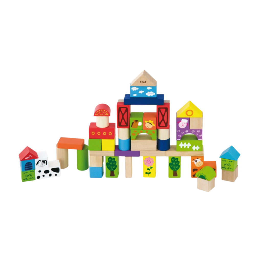 50 Piece Farm Wooden Block Set - I Love Wooden Toys