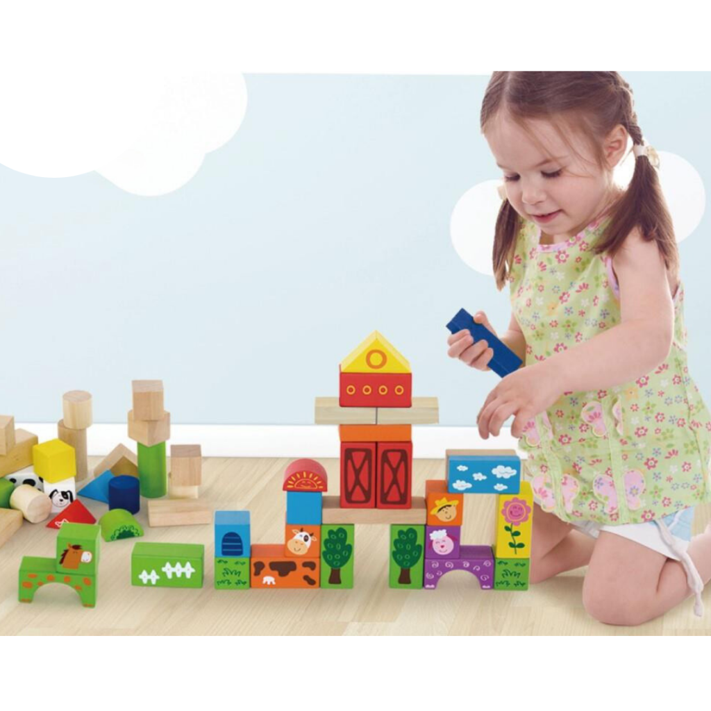 50 Piece Farm Wooden Block Set - I Love Wooden Toys