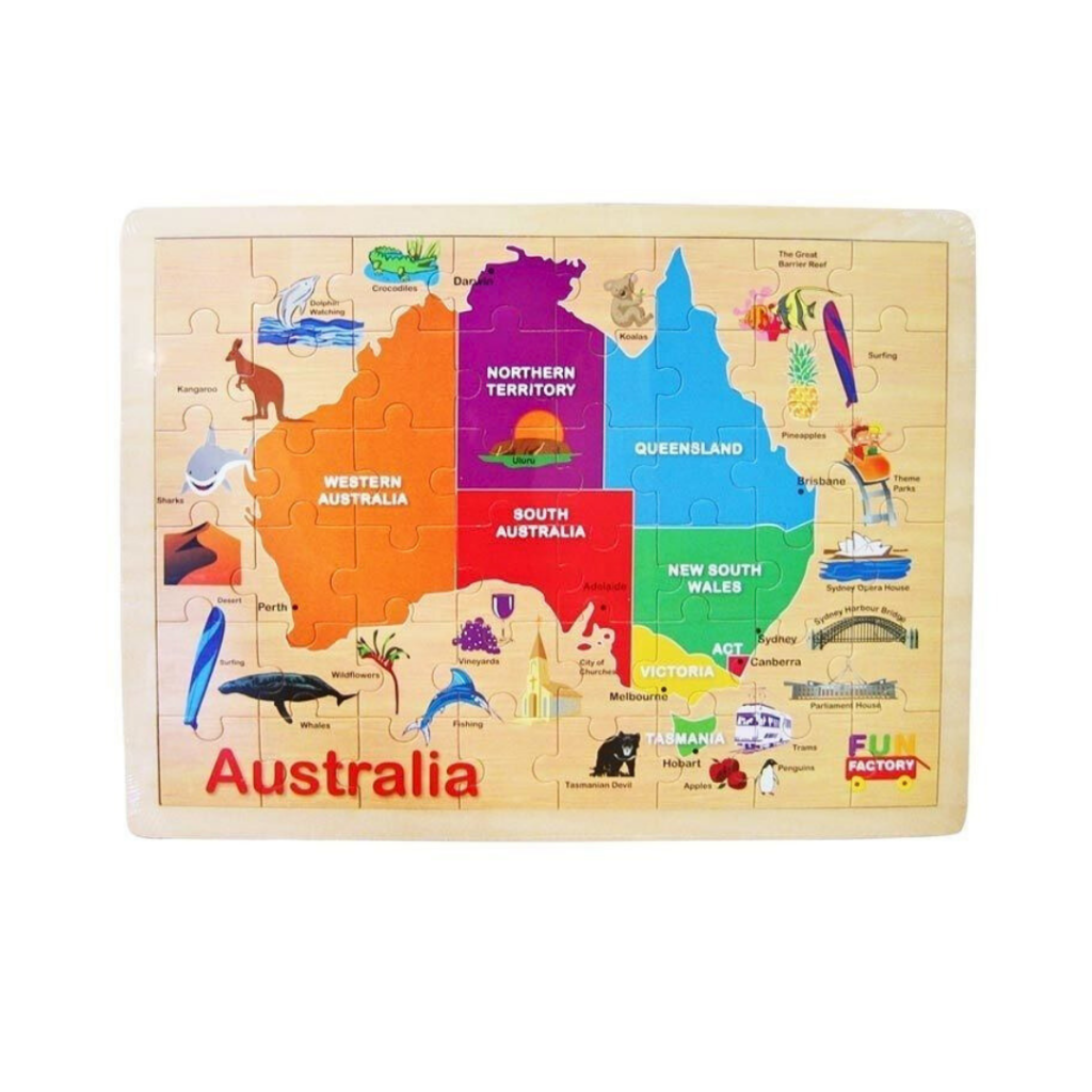 Large Australia Map Wooden Jigsaw - I Love Wooden Toys
