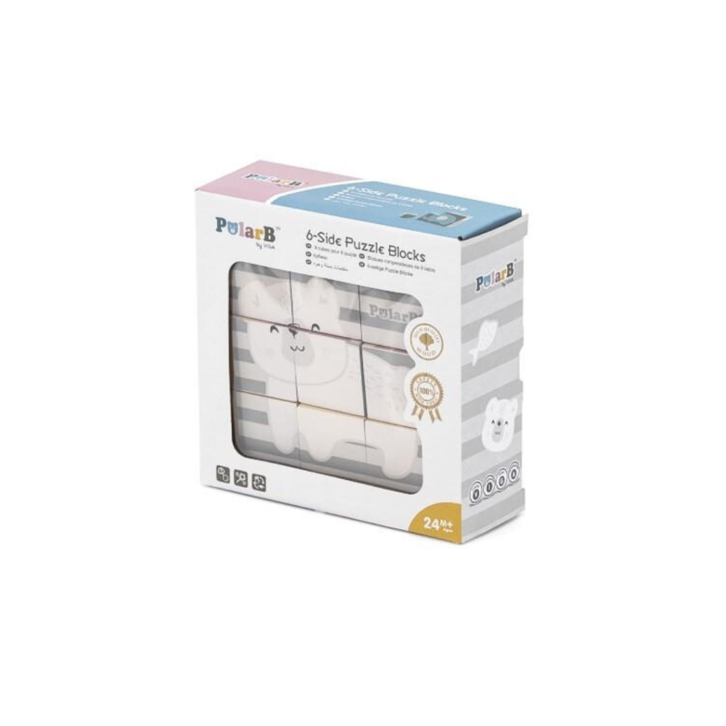 Pastel 6-Sided Wooden Puzzle Blocks