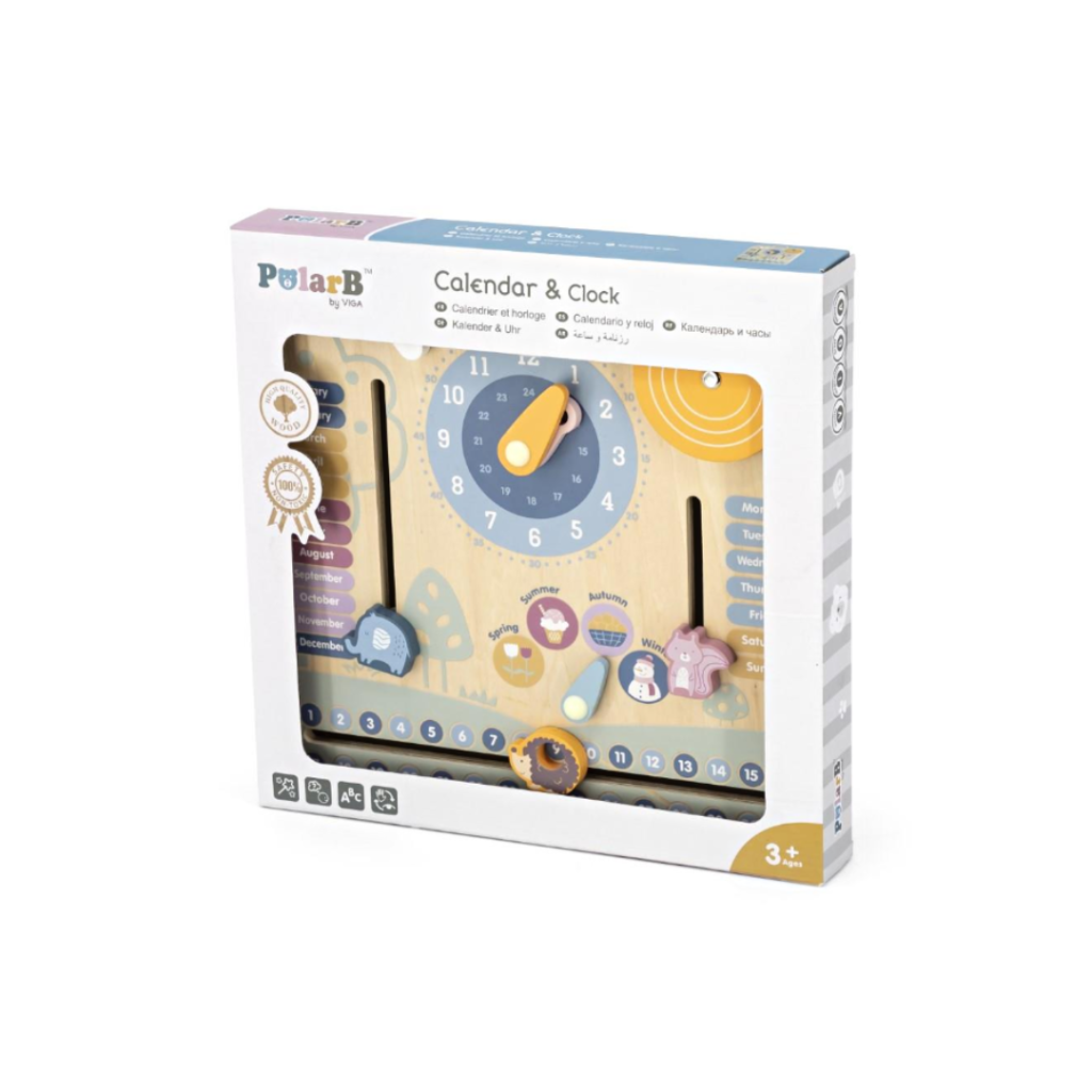Pastel Calendar & Clock - I Love Wooden Toys
