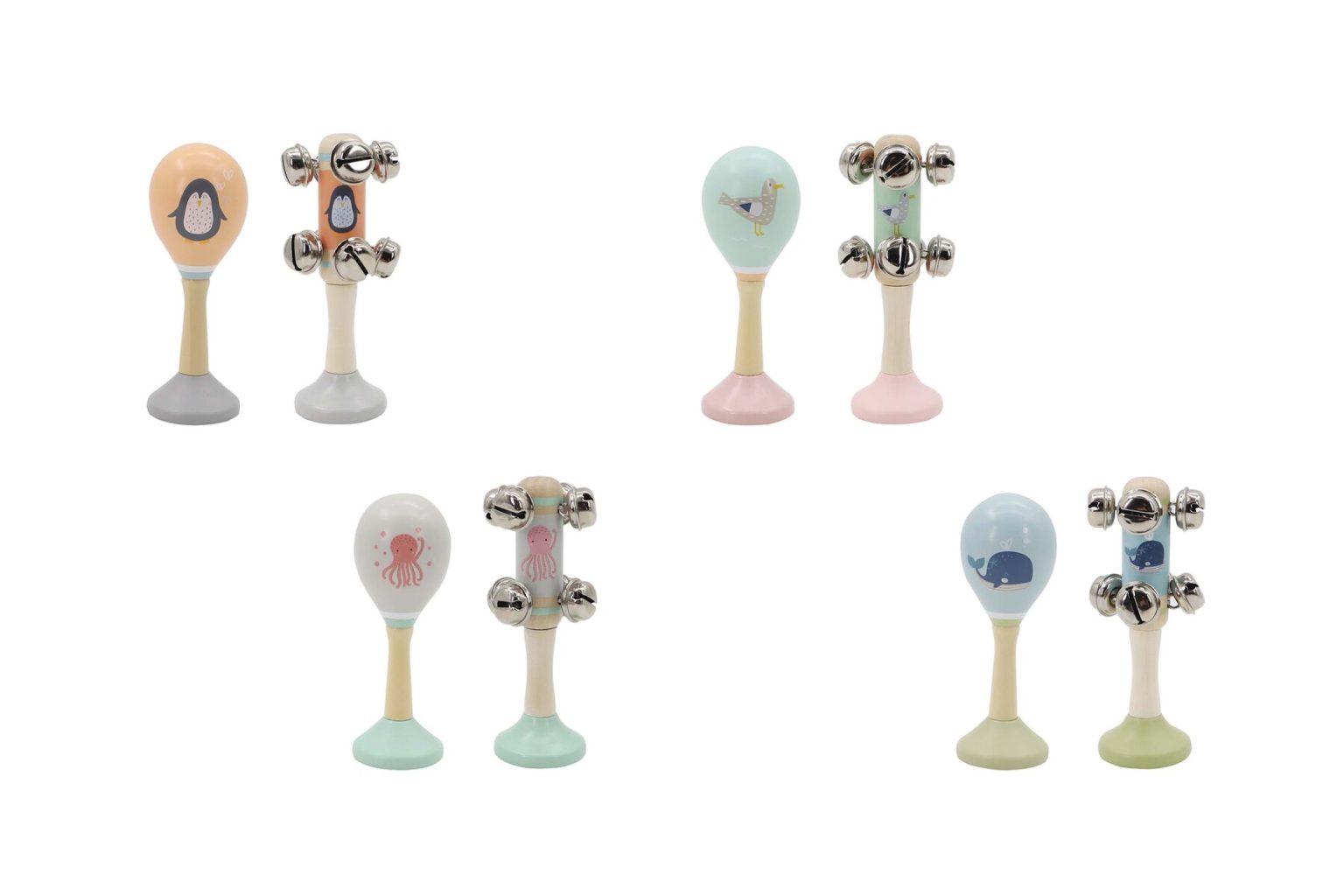 Sea Animal Maraca & Bell Stick Set - I Love Wooden Toys