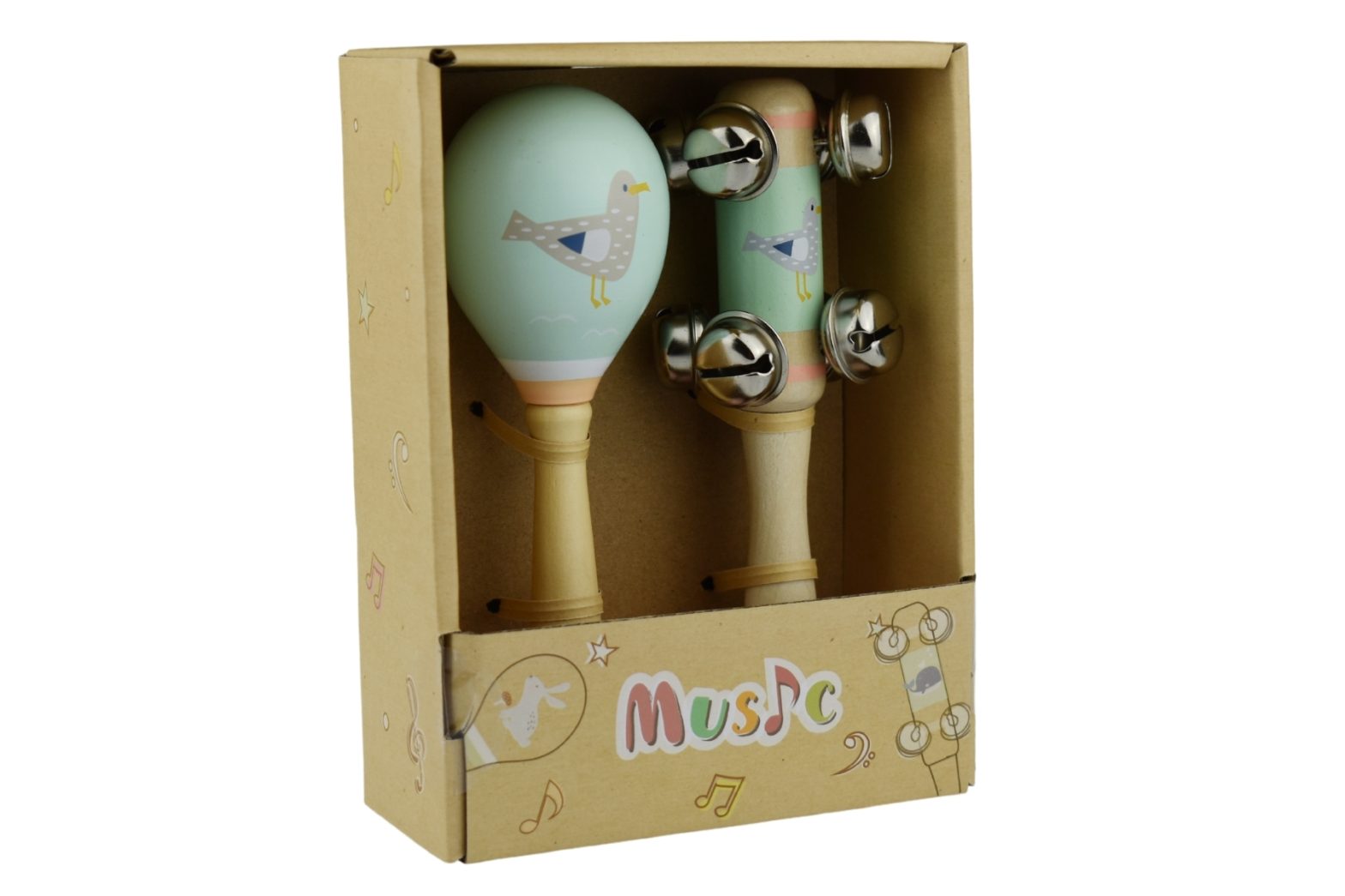 Sea Animal Maraca & Bell Stick Set - I Love Wooden Toys