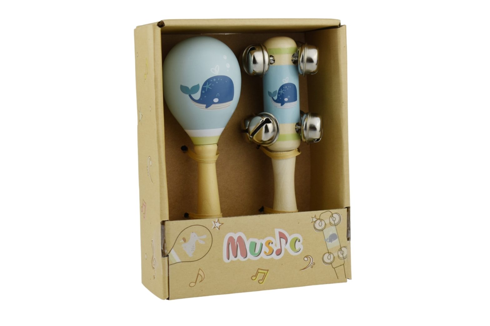 Sea Animal Maraca & Bell Stick Set - I Love Wooden Toys