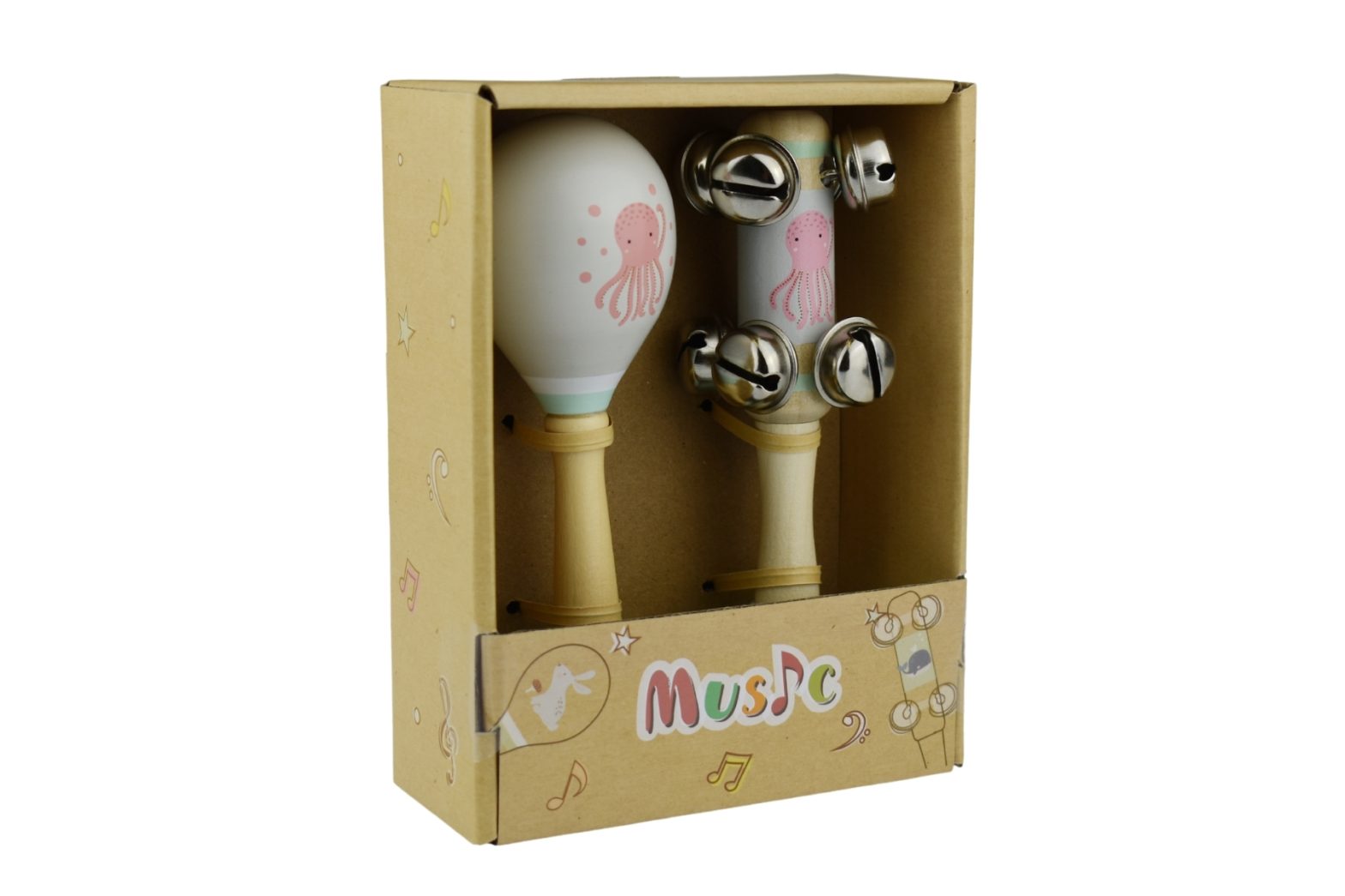 Sea Animal Maraca & Bell Stick Set - I Love Wooden Toys