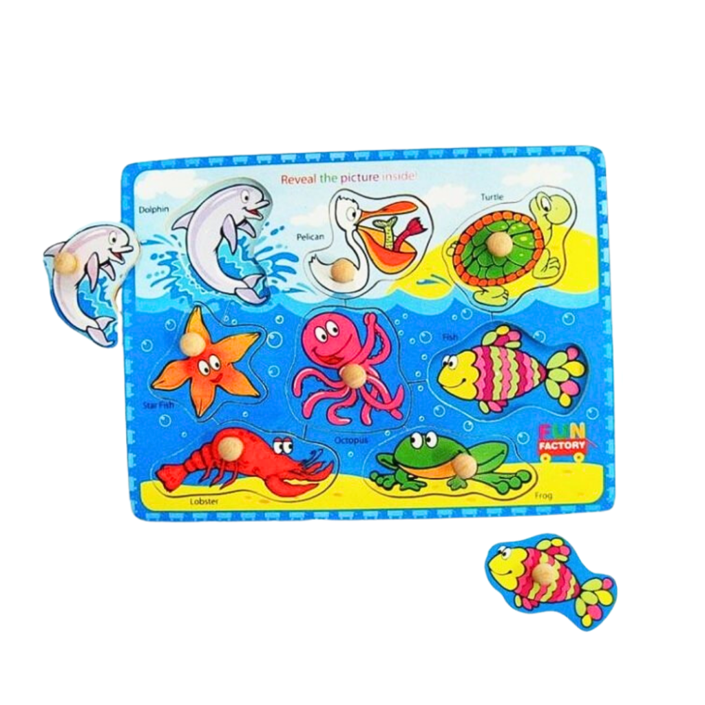 Sea Animals Peg Puzzle - I Love Wooden Toys