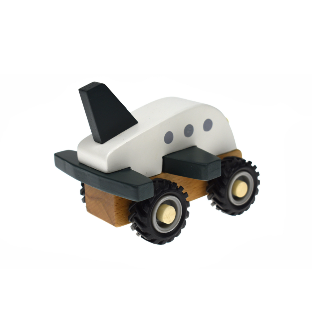 White Wooden Plane with Rubber Wheels - I Love Wooden Toys