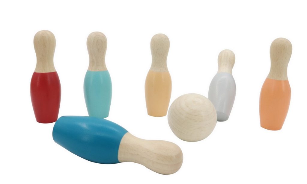 Pastel Wooden Bowling Set