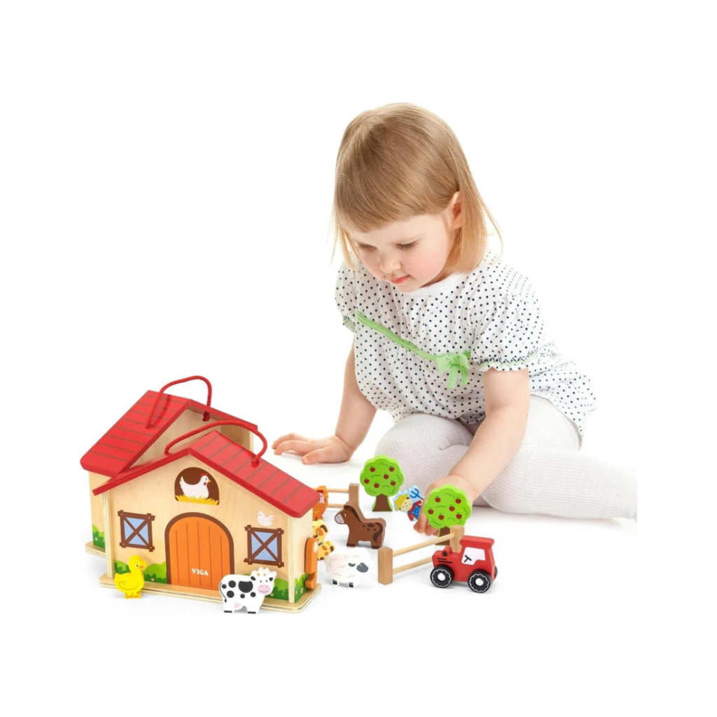 Wooden Farm Playset with Carry Case - I Love Wooden Toys